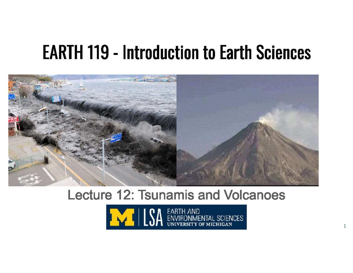 EARTH 119 Lecture 12: Tsunamis and Volcanoes - Course Notes - Studocu