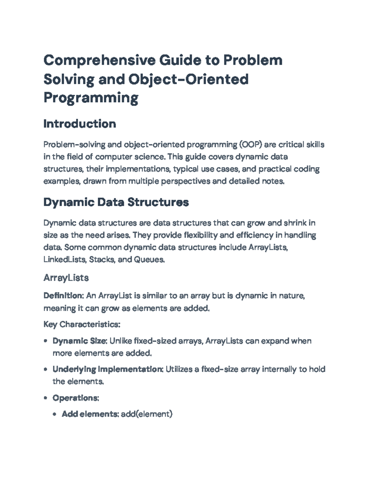 Dynamic Data Structures: A Comprehensive Guide to OOP and Problem ...