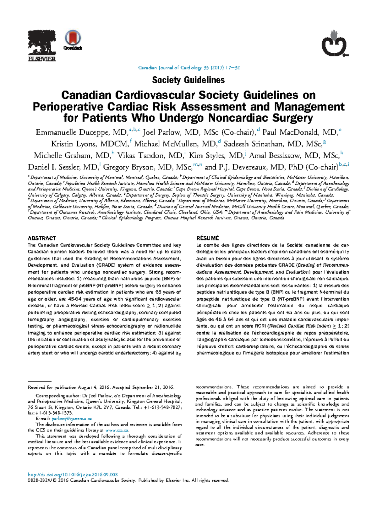 CCS Guidelines on Perioperative Cardiac Risk Assessment for Noncardiac ...