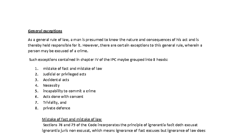General Exceptions in IPC: Key Principles and Sections - Studocu