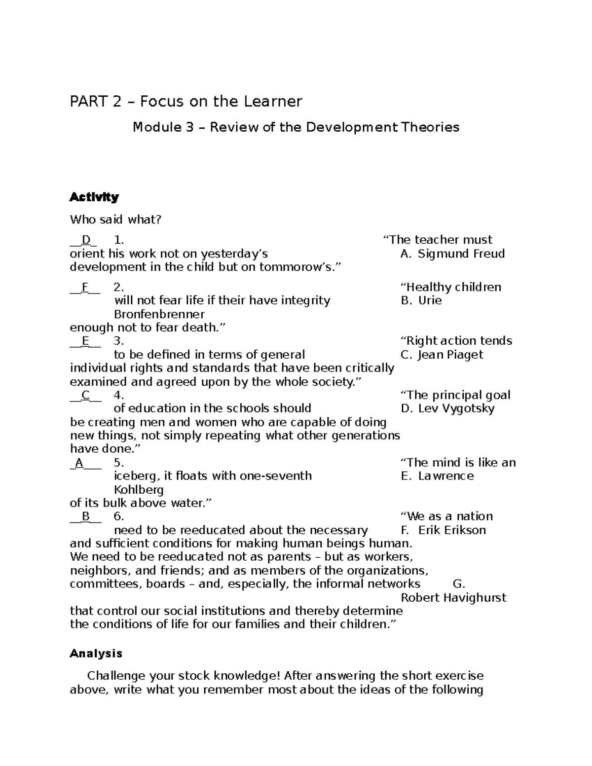 Facilitating and Learner-Centered Teaching Module 1 - Facilitating Learner Centered-Teaching ...