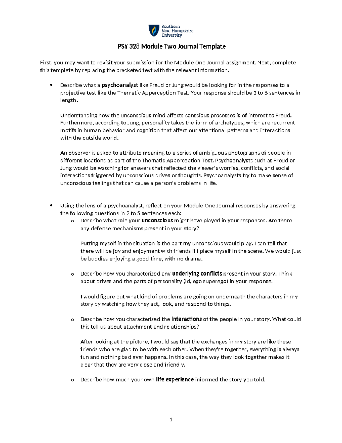 Module two-PSY328 - PSY 328 Module Two Journal Template First, you may ...