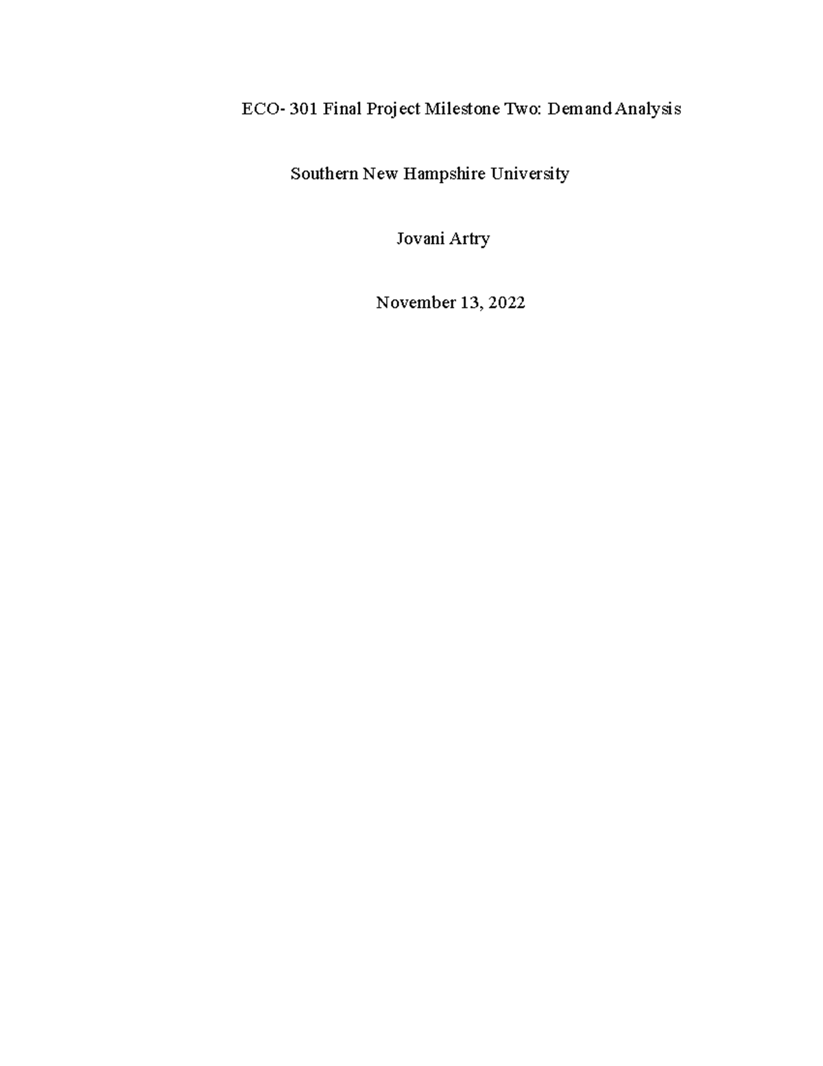 ECO 301 Final Project Milestone 2: Demand Impact of Unemployment on Crime - Studocu