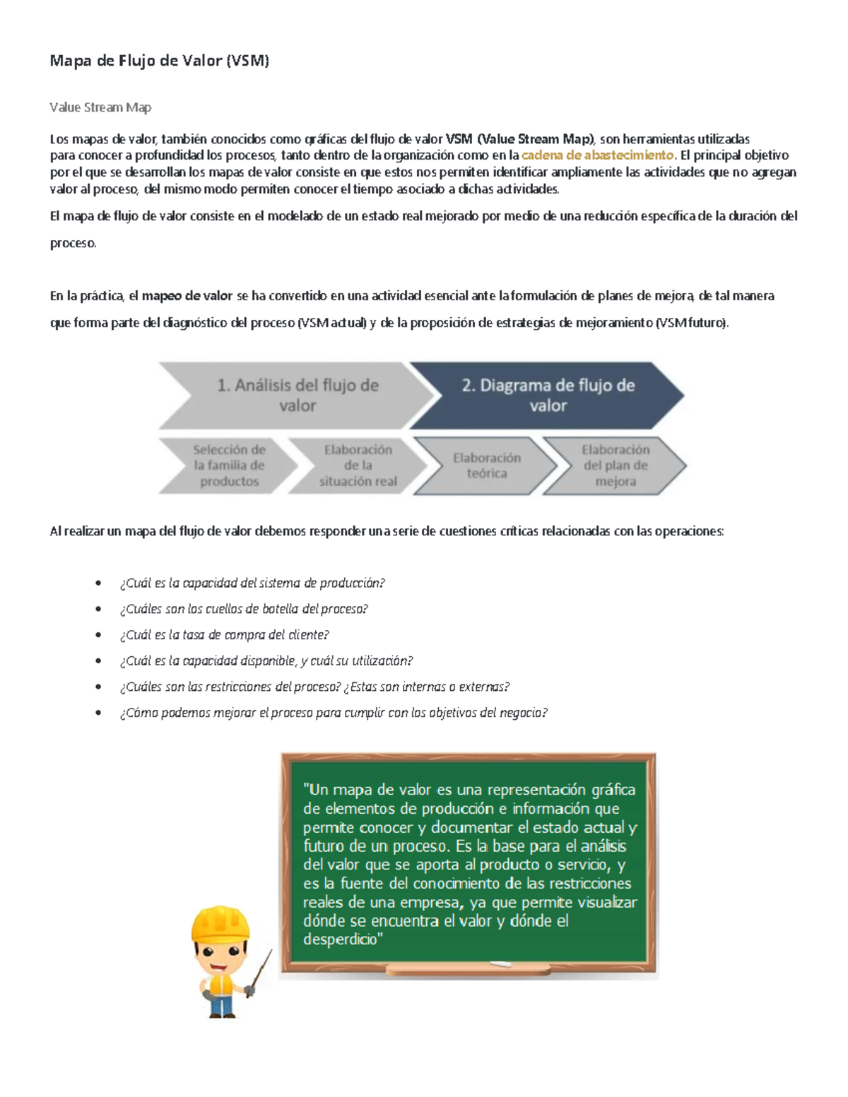 Mapa de Flujo de Valor (VSM): Estrategias y Mejora de Procesos - Studocu