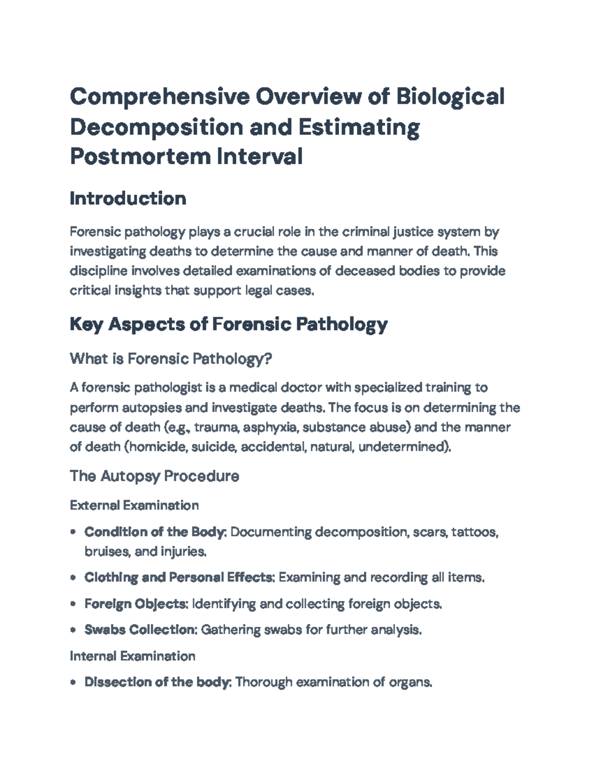 Comprehensive Study of Biological Decomposition and Forensic Pathology ...