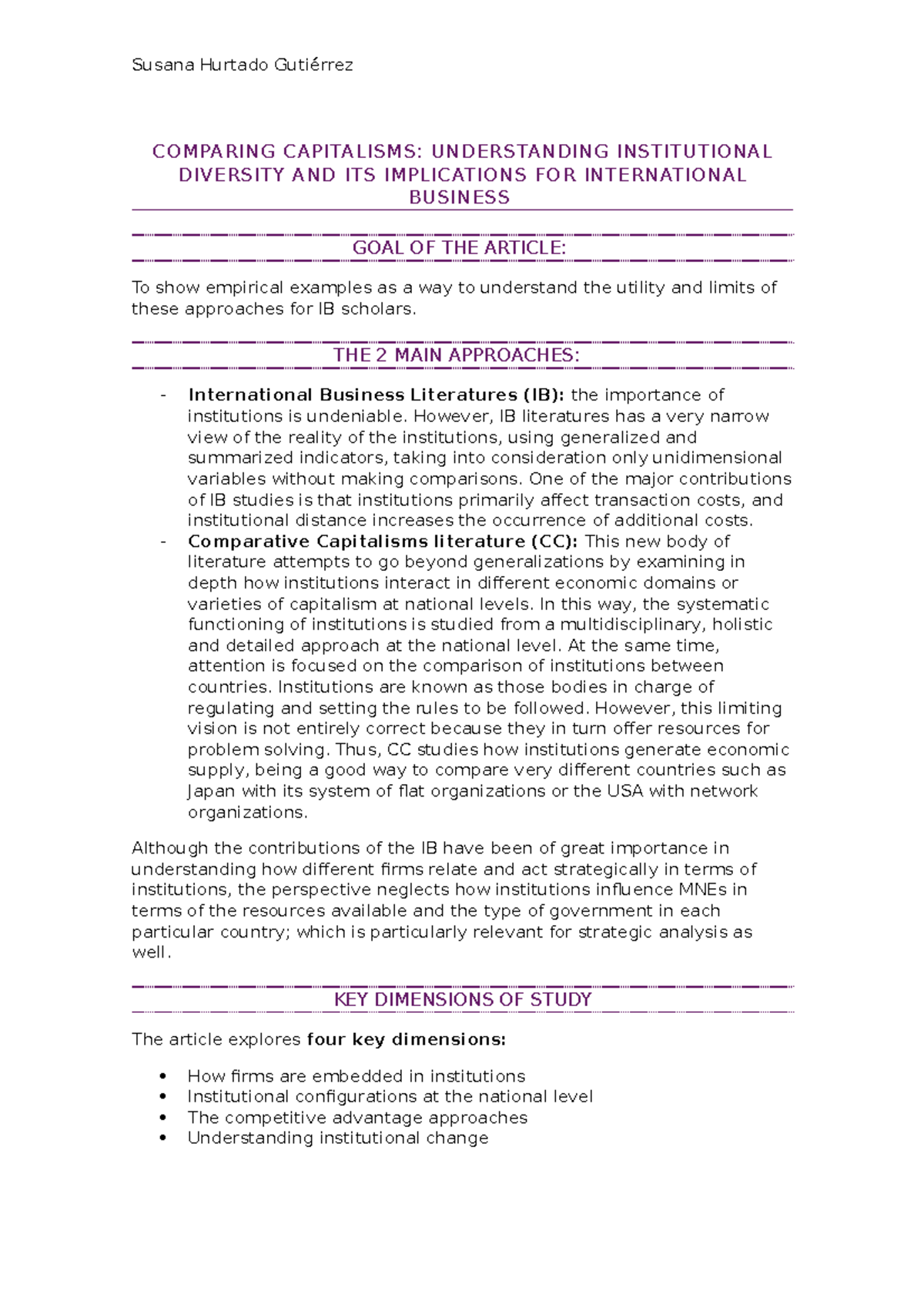 Comparing Capitalisms: Implications for International Business (IB ...
