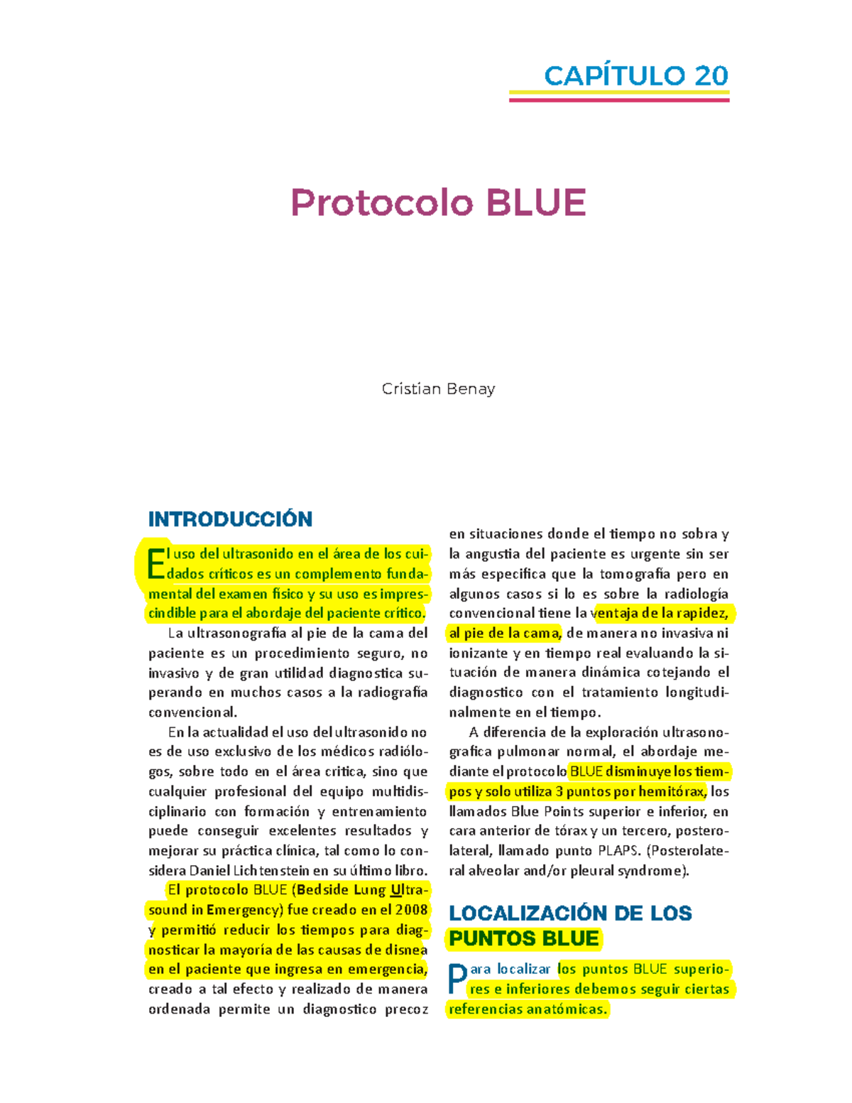 PROTOCOLO BLUE (Cap. 20) - Uso del Ultrasonido en Pacientes Críticos ...