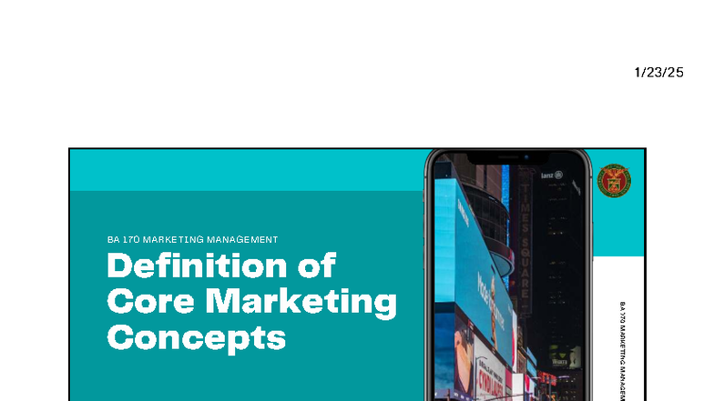 BA 170 MARKETING MANAGEMENT MODULE 1: Core Concepts and Brand Analysis ...