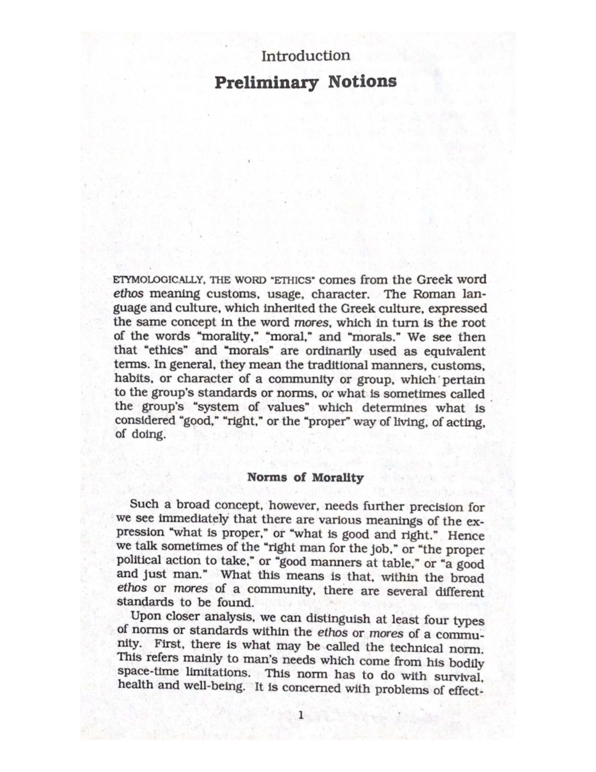 R-1 Preliminary Notions on Morality and Ethics: A Comprehensive ...