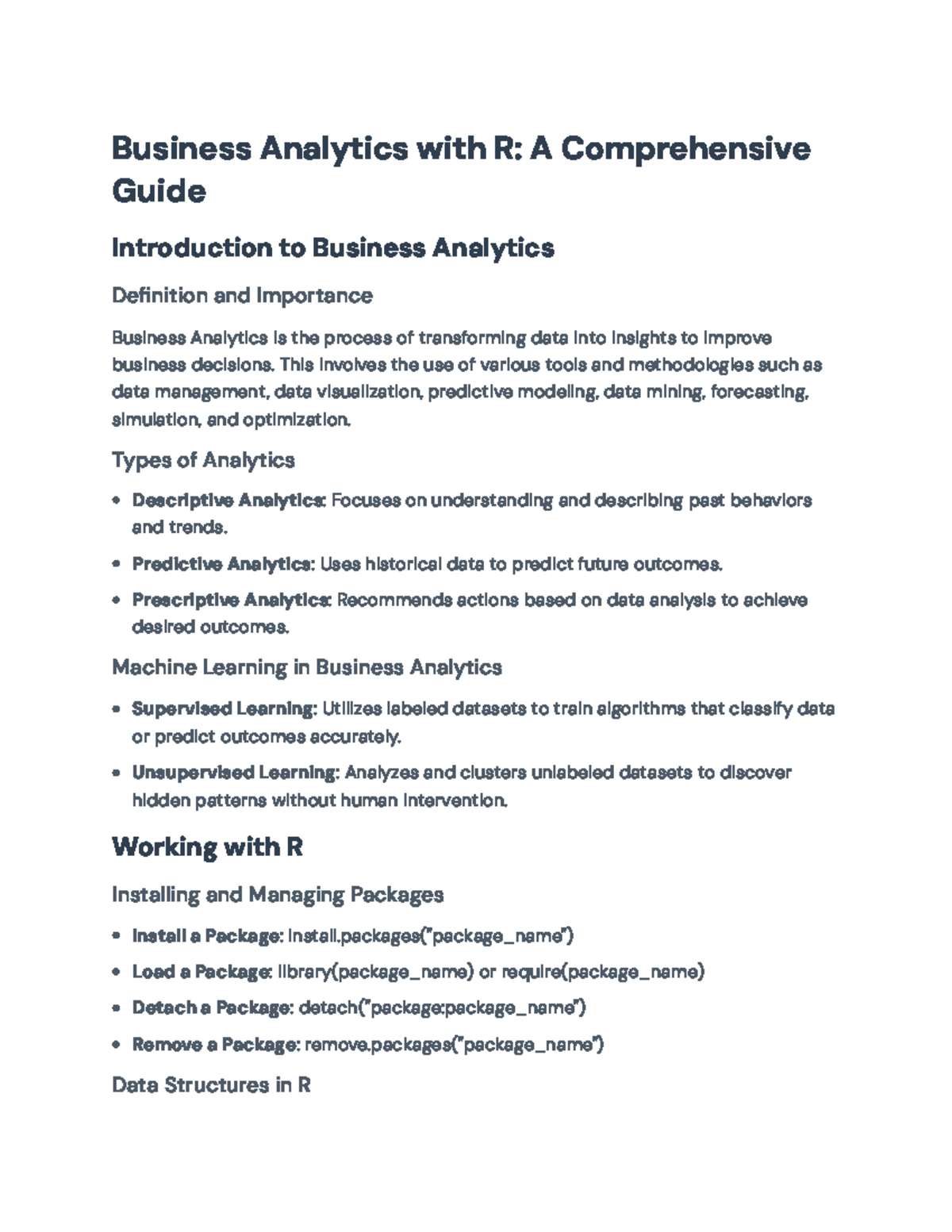 Business Analytics with R: Core Concepts and Data Structures Guide ...