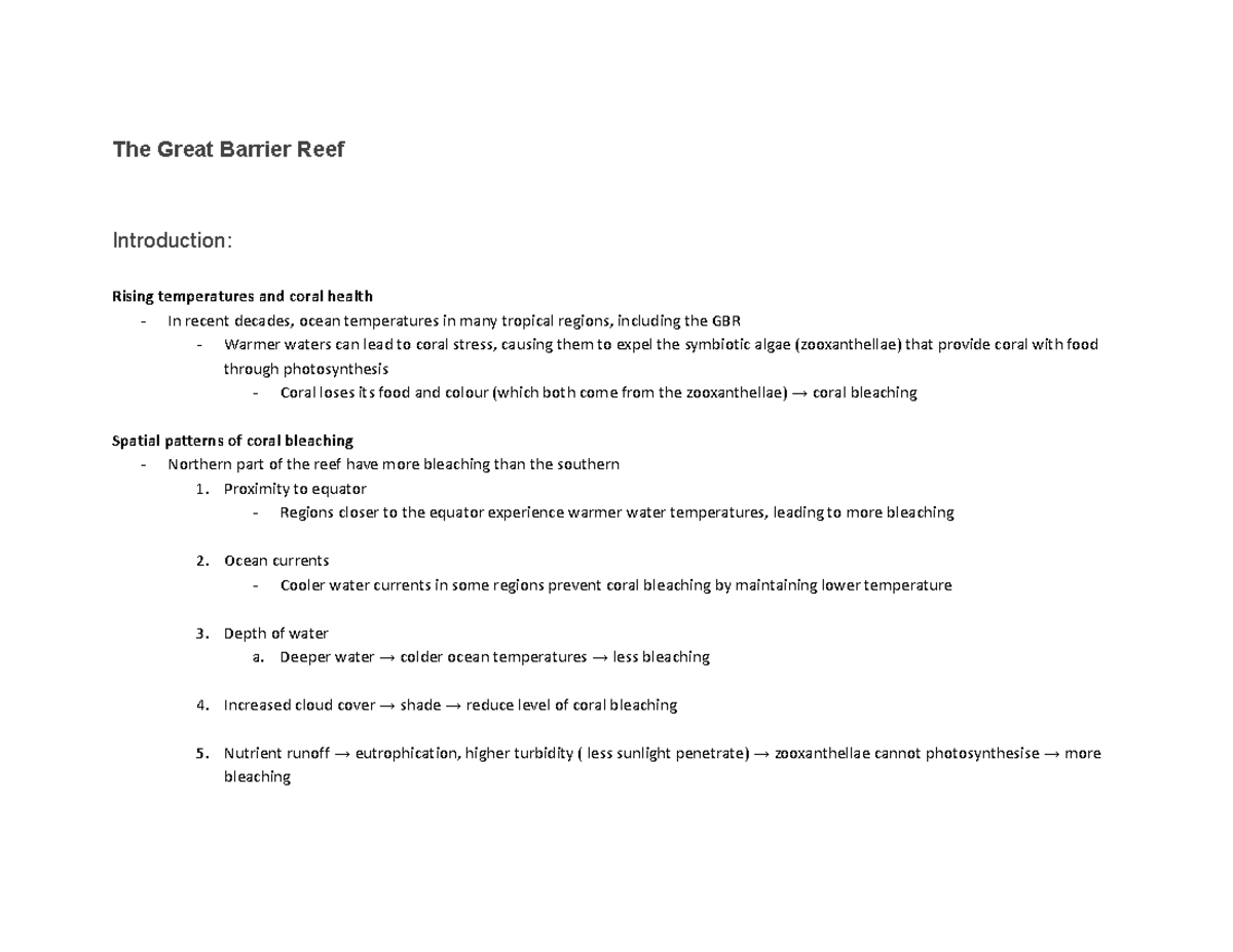 Great Barrier Reef Overview: Climate Impact and Ecosystem Dynamics ...