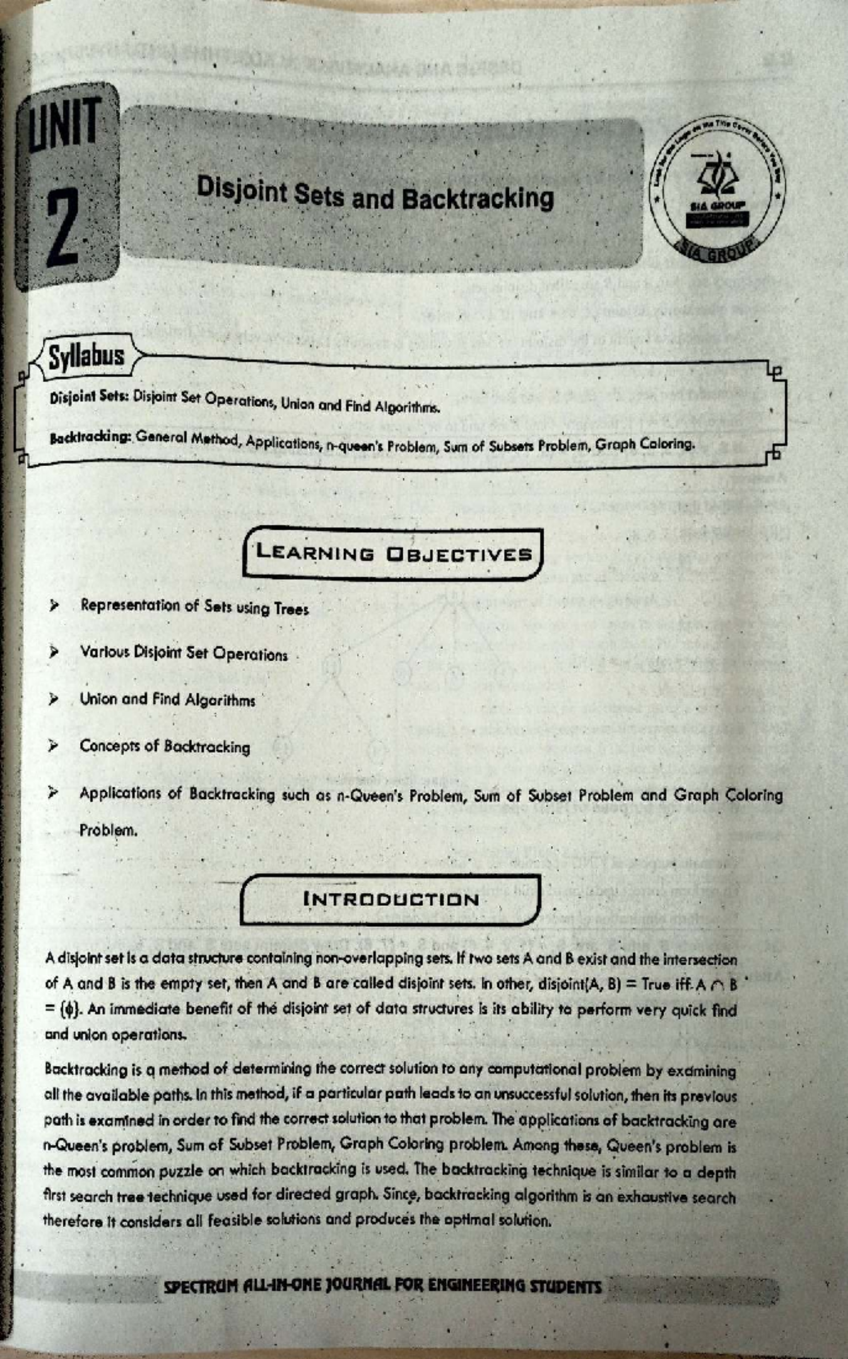 DAA Unit 2: Disjoint Sets and Backtracking Concepts - Studocu