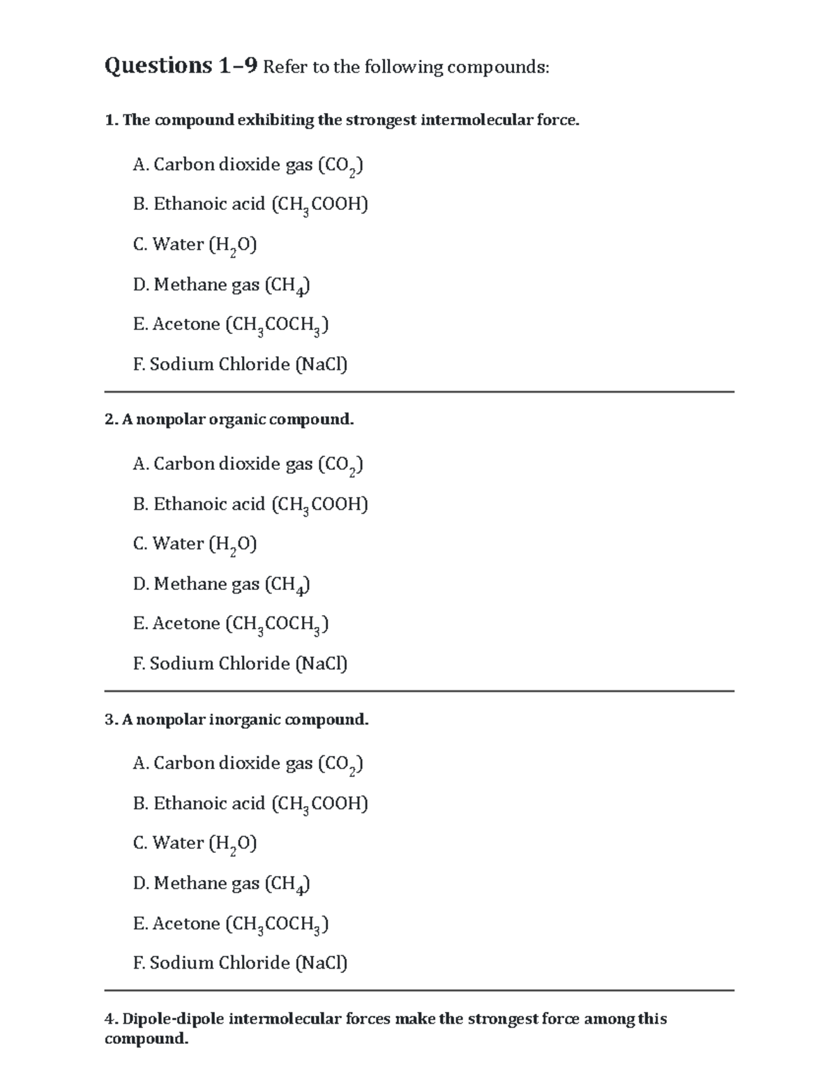 EST II Chemistry - Intermolecular Forces and Reactions Quiz - Studocu