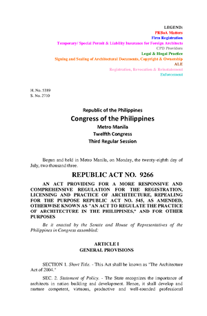 3. RA 386 (Civil Code) - RA 386 - 1949 Philippine Civil Code Provisions that May Apply to the ...