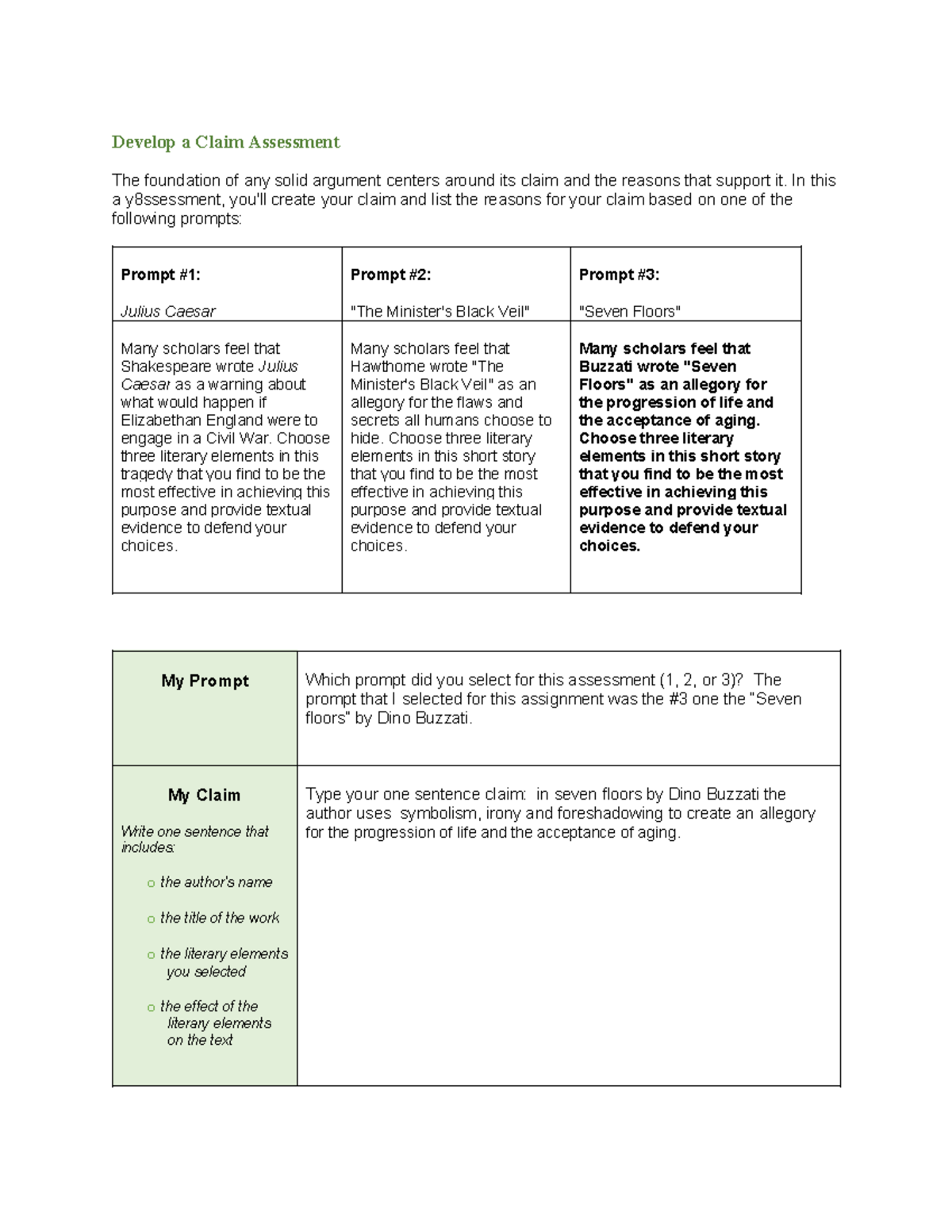 Untitled document 5 - essay - Develop a Claim Assessment The foundation ...
