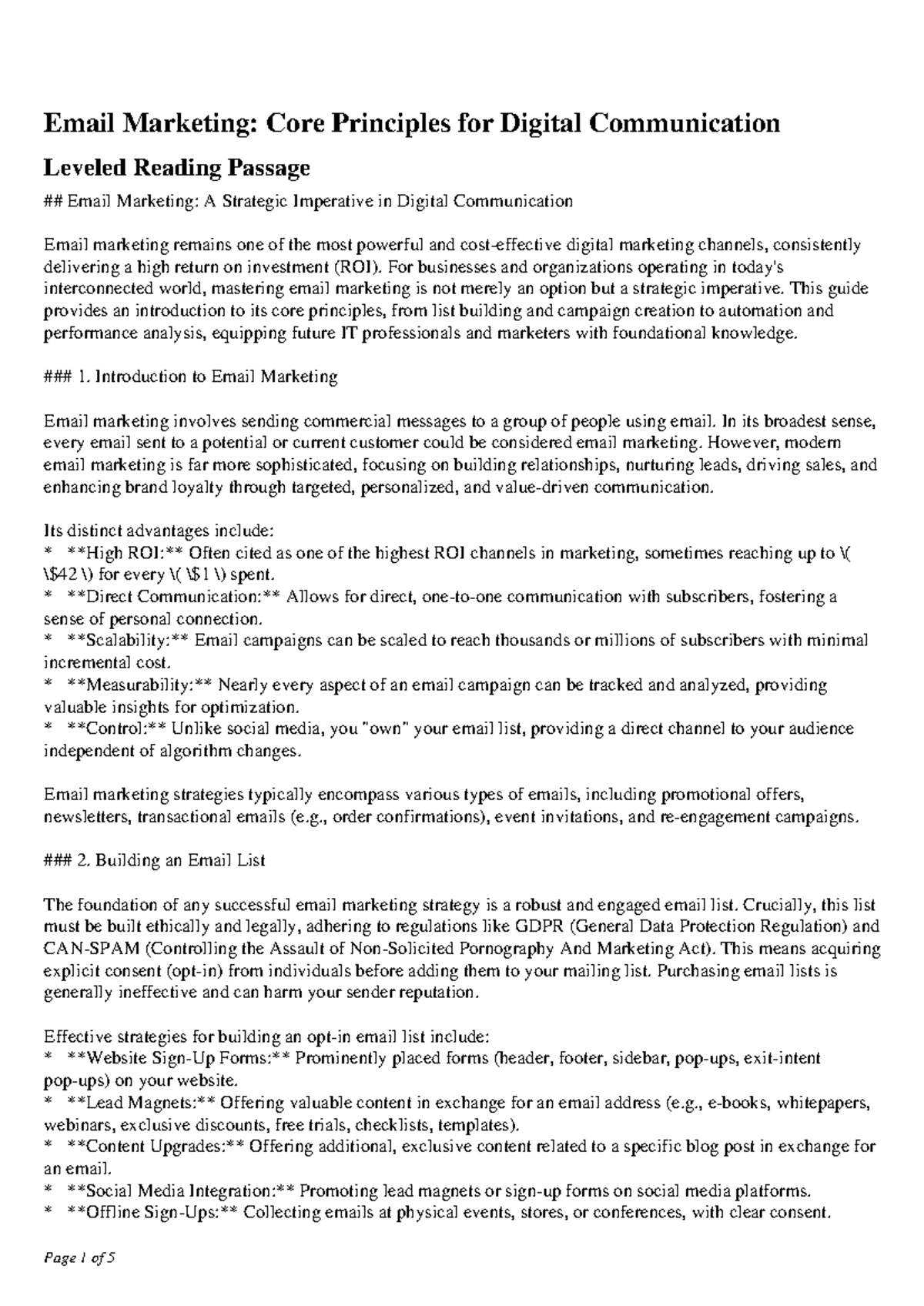 Email Marketing (DIG101): Core Principles for Digital Communication ...