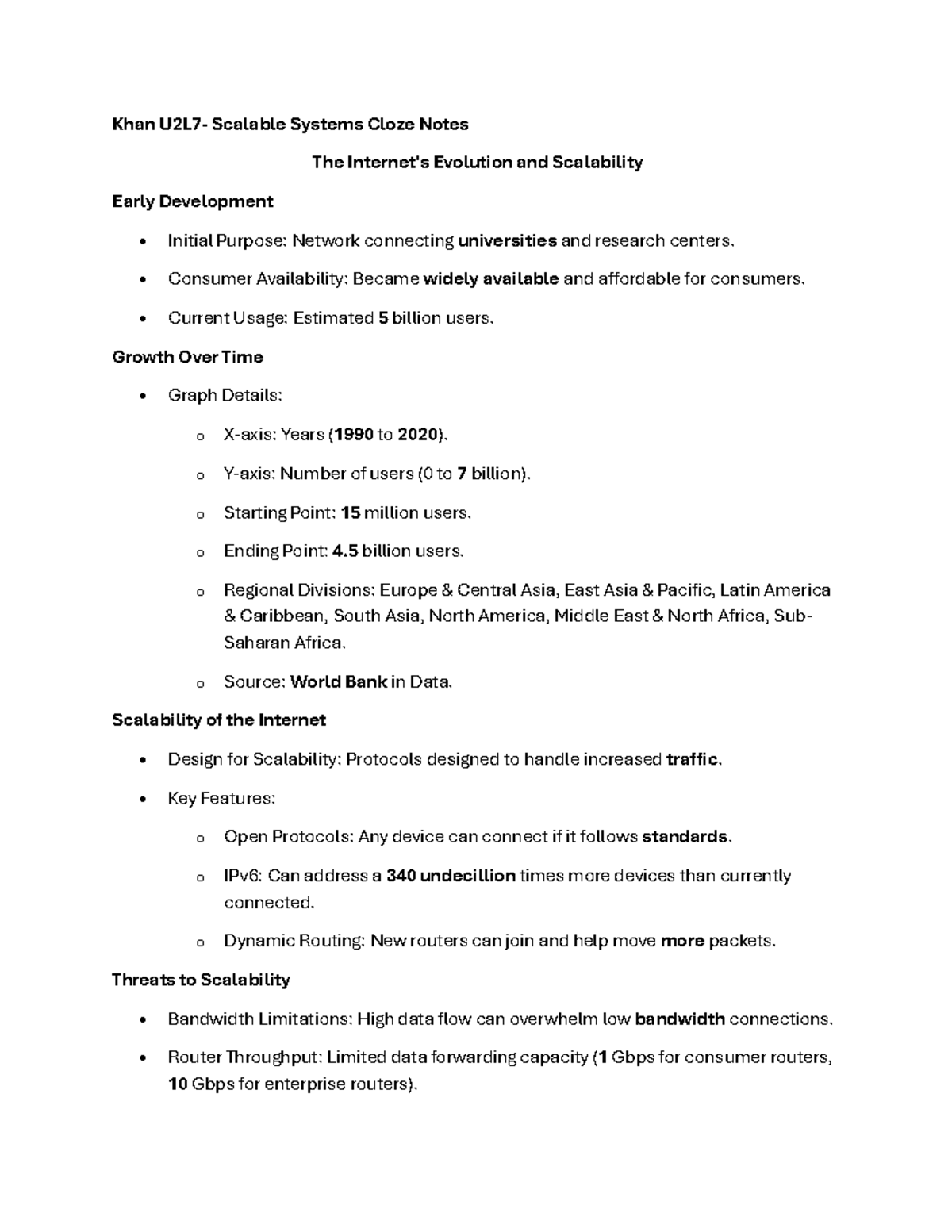Khan U2L7 Notes - Khan U2L7- Scalable Systems Cloze Notes The Internet ...
