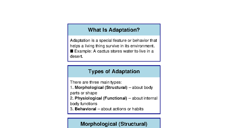 Adaptation Slip Cards for Grade 6: Understanding Survival Mechanisms ...
