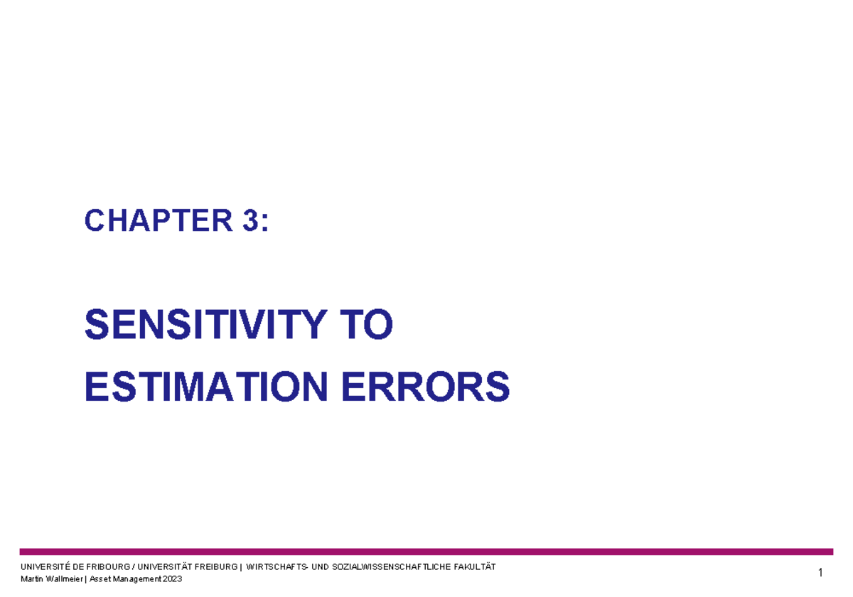 Chap.3 Sensitivity estimation errors - 1 UNIVERSITÉ DE FRIBOURG ...