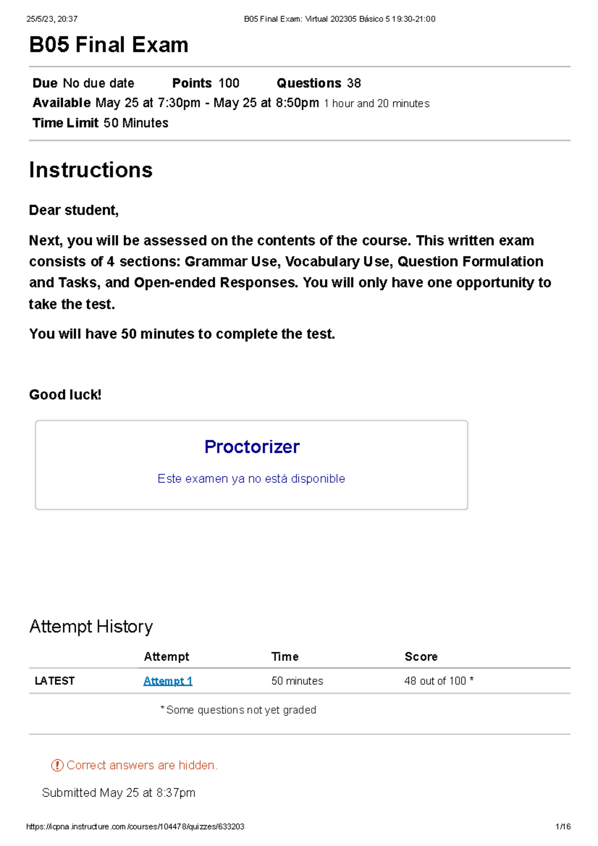 B05 Final Exam Guide: 202305 Básico 5 (May 25, 2023) - Studocu