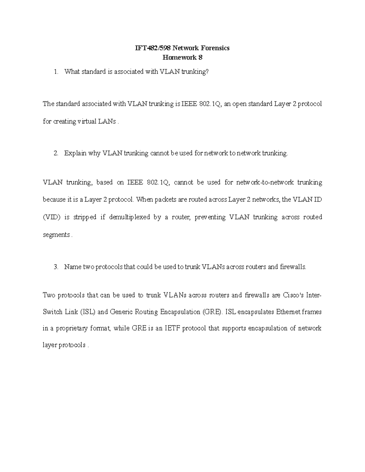 IFT482-589 Network Forensics Module 8 Homework Assignment Summary - Studocu