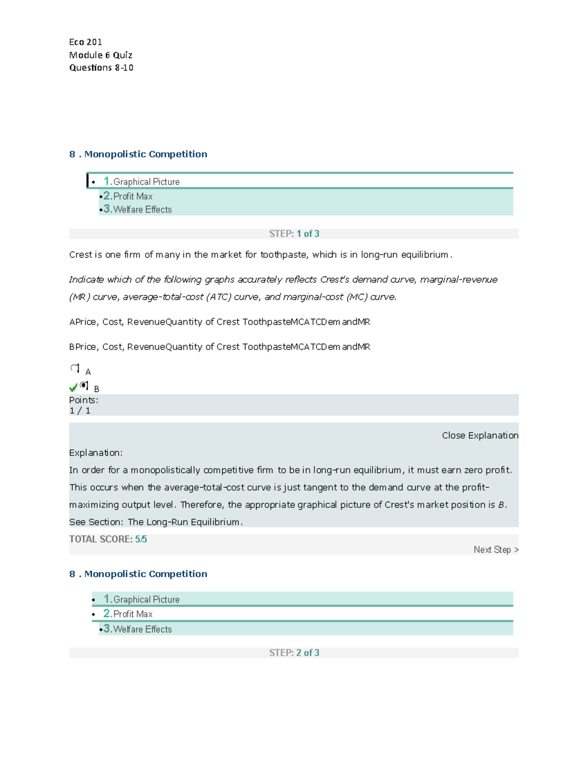 Eco201 - Quiz Notes on Monopolistic Competition Analysis - Studocu
