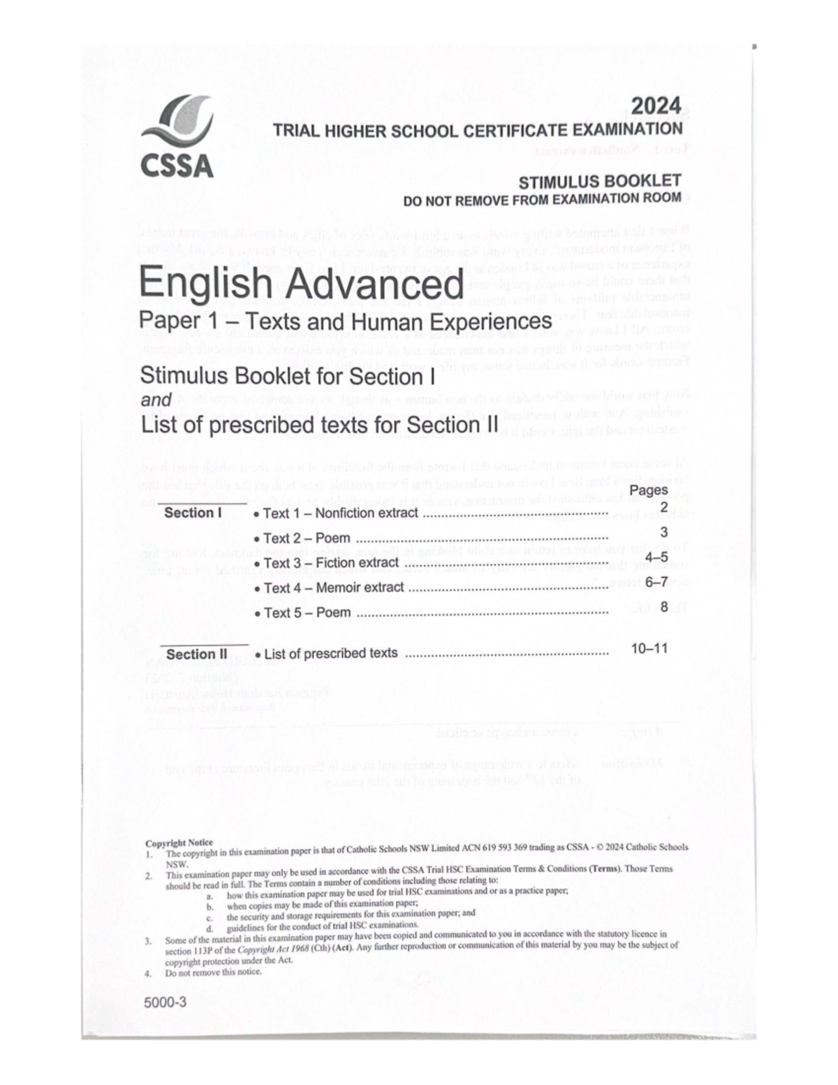 ENG ADV - Paper 1 Stimulus Booklet - Trial HSC 2024 - Studocu