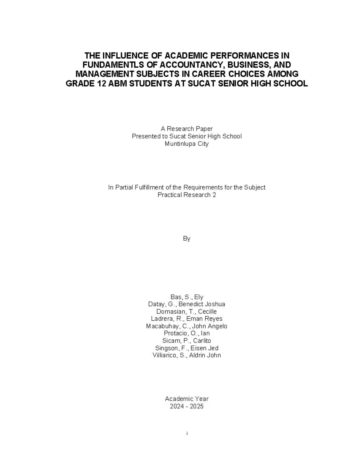 **Research Paper (Practical Research 2): Impact of FABM on ABM Career ...