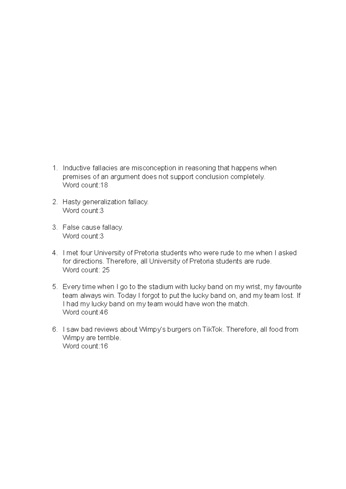FILL 110 Assignment 5 - Inductive fallacies are misconception in ...
