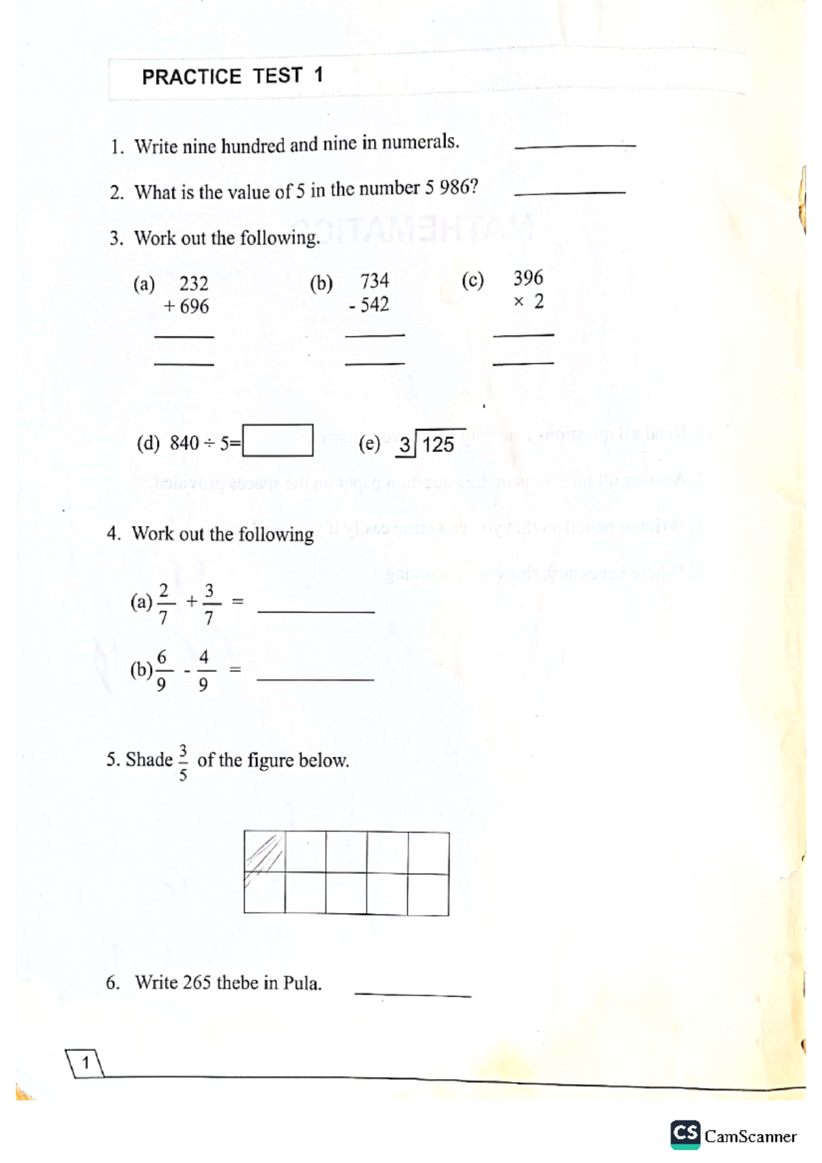 CS 1 Practice Test: Math Problems and Solutions - Studocu