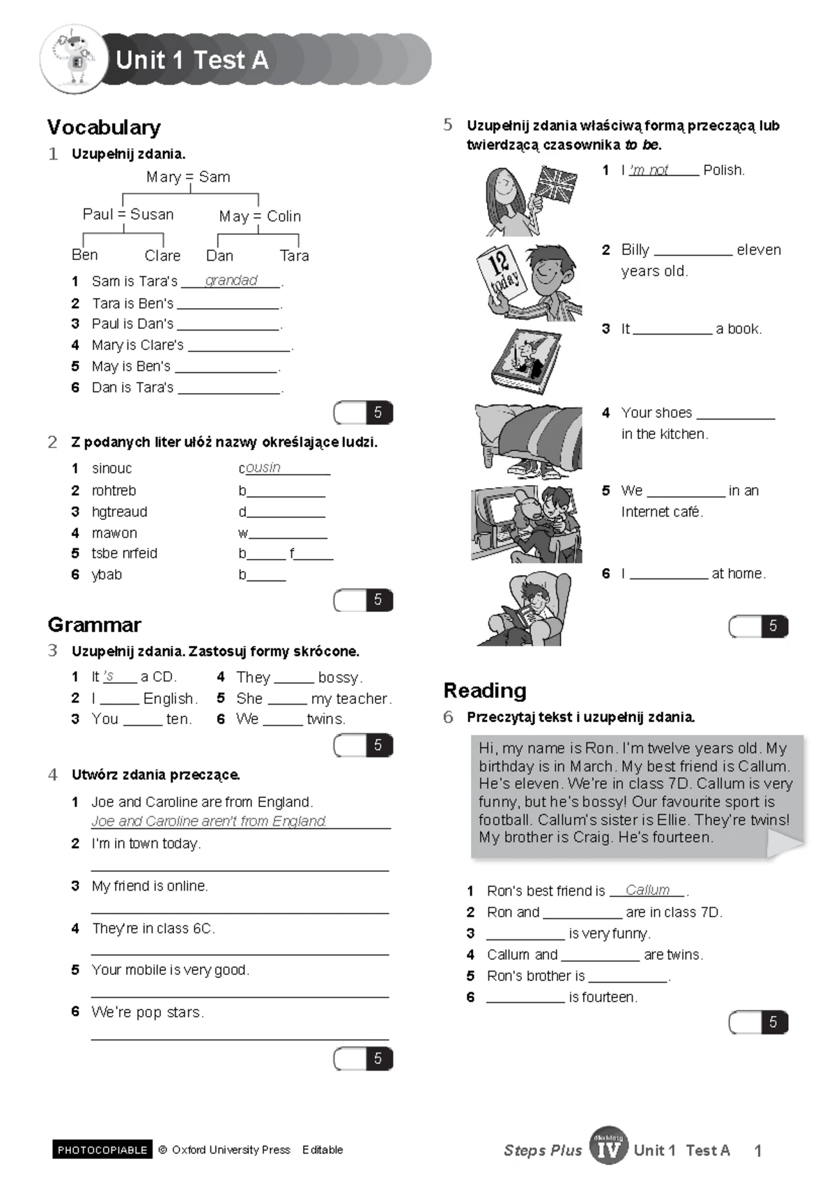 627251414 Brainy 4 Unit Test 7A Listening and Vocabulary Activities ...