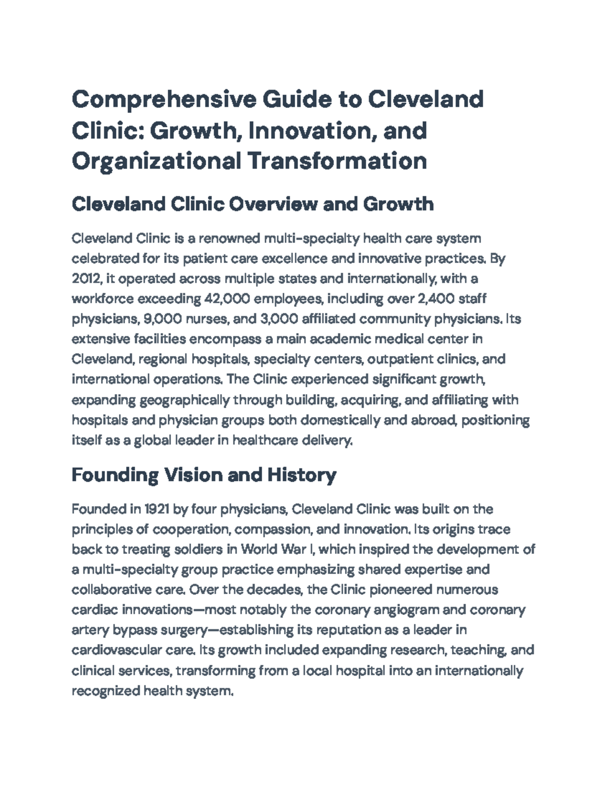 Cleveland Clinic Overview: Growth, Innovations, and Organizational ...