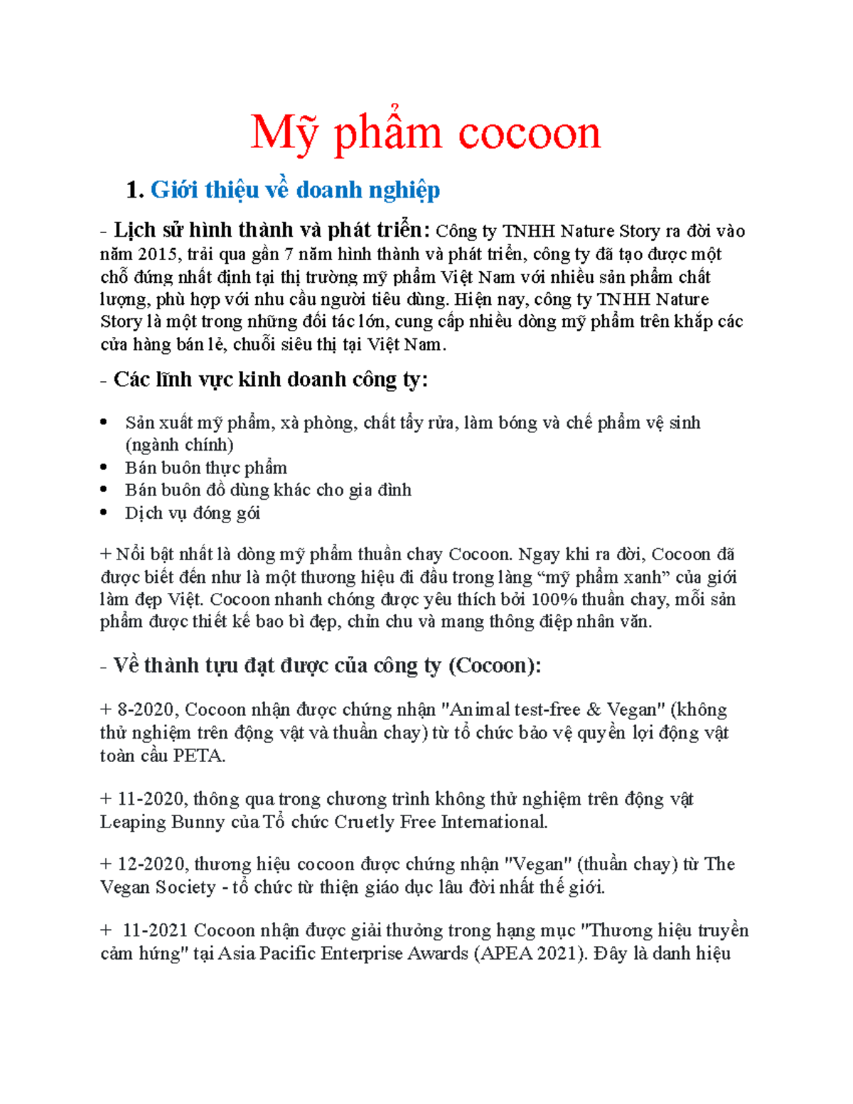 Case Study: Marketing Strategy and Success of Cocoon Cosmetics - Studocu