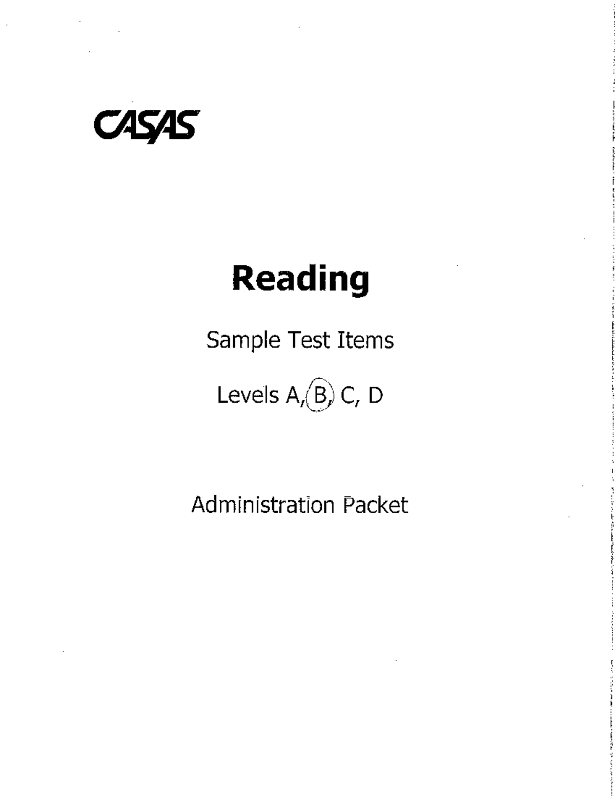 Reading B - Bueno - CASAS Reading Sample Test Items Levels A, B C, D ...