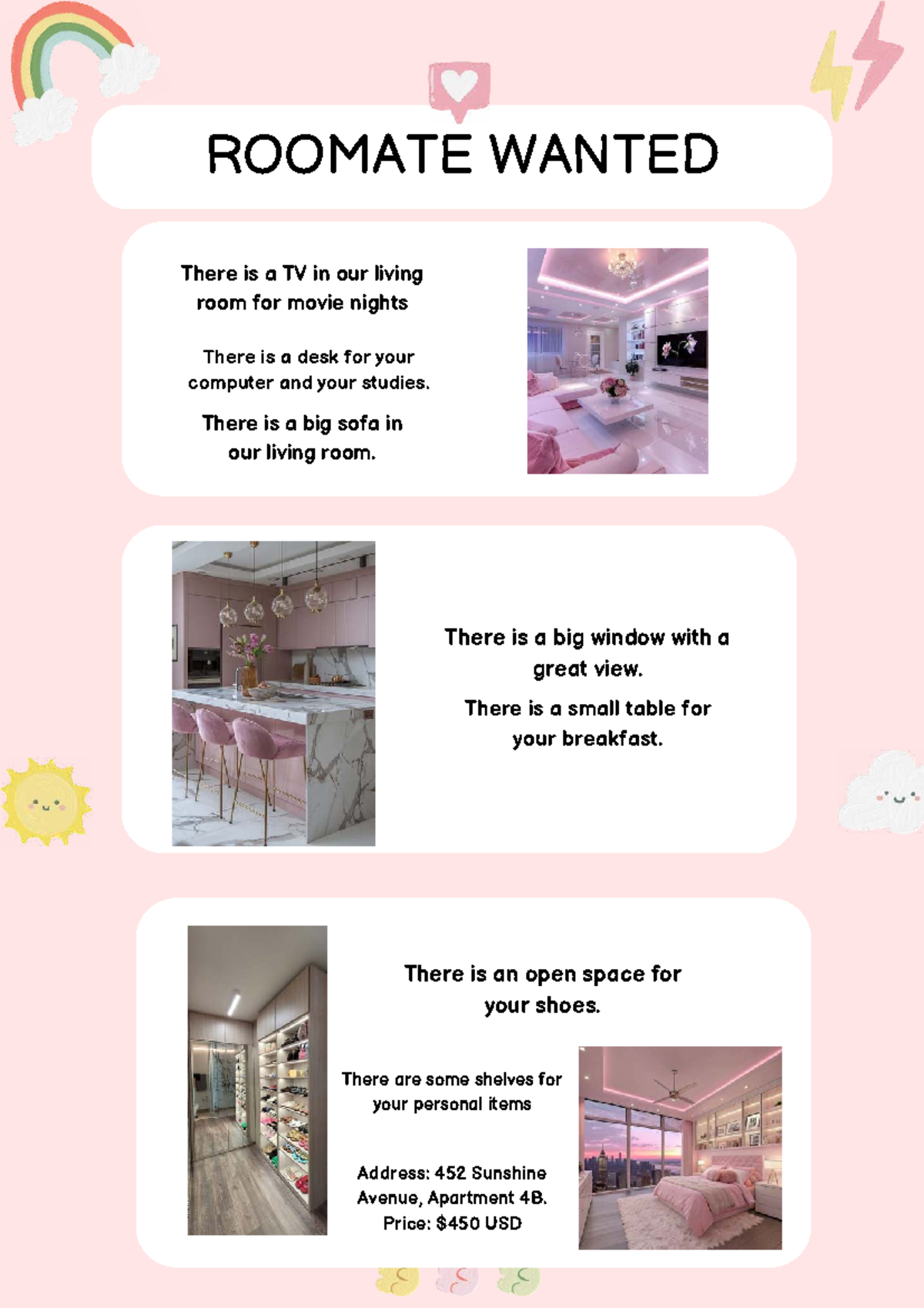 Roomate Wanted - Trabajo ingles - ROOMATE WANTED There is a TV in our ...