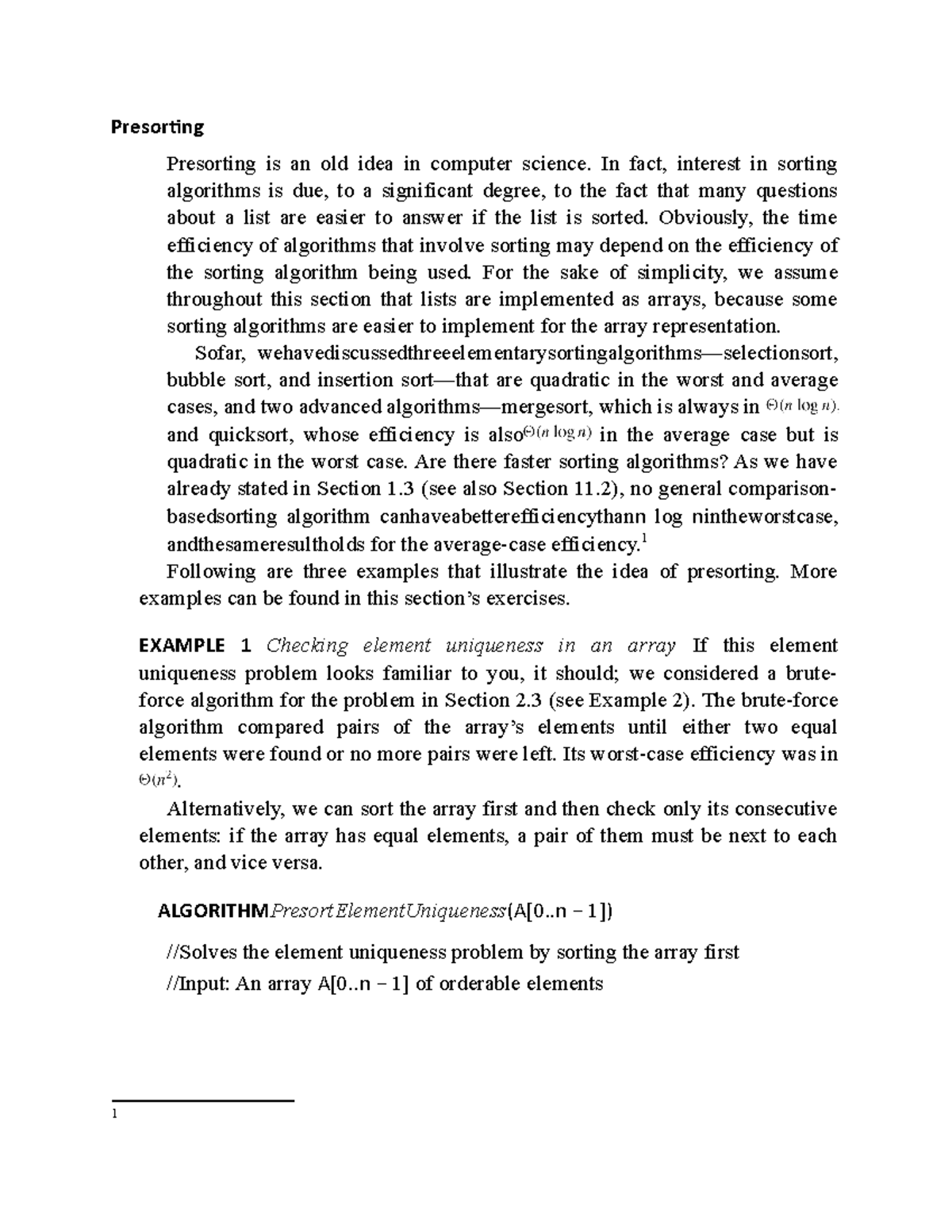 Presorting - Presorting Presorting is an old idea in computer science ...