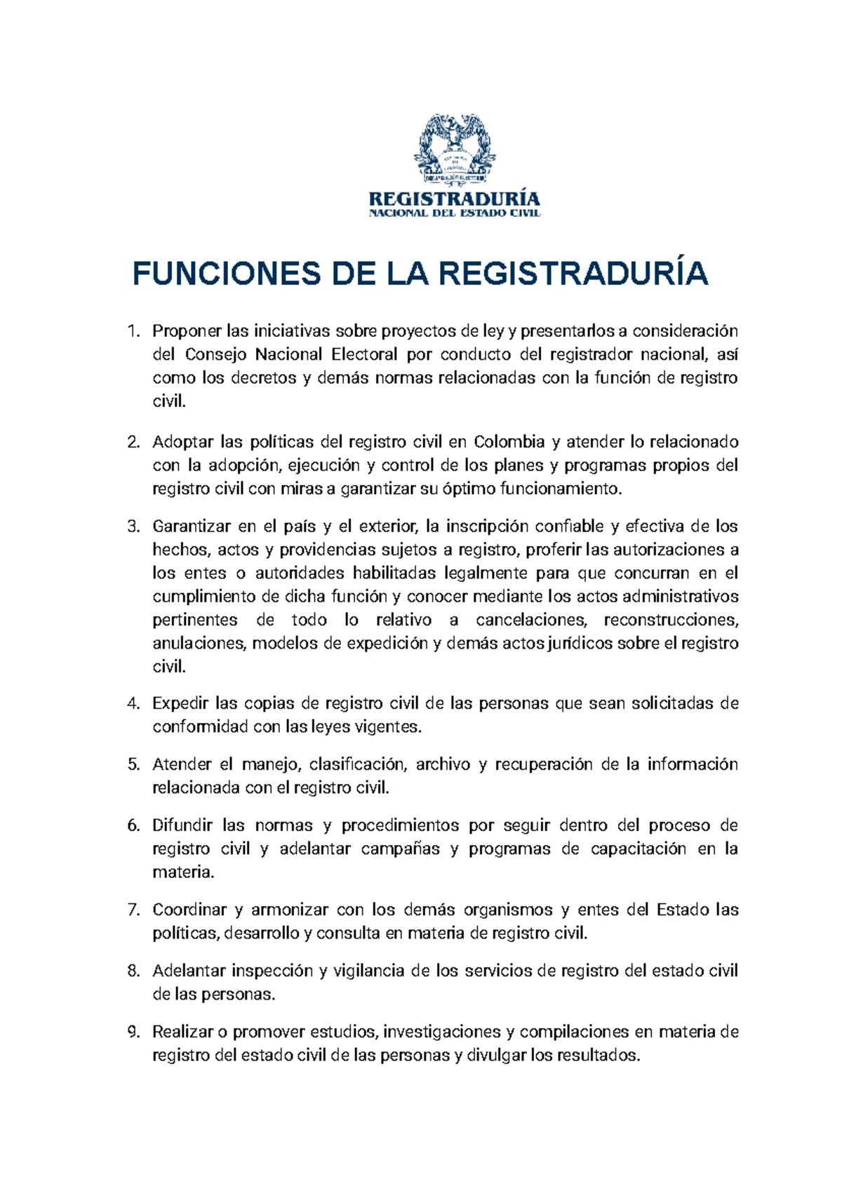 Misión, Visión y Valores de la Registraduría - Misión, Visión y Valores de la Registraduría ...