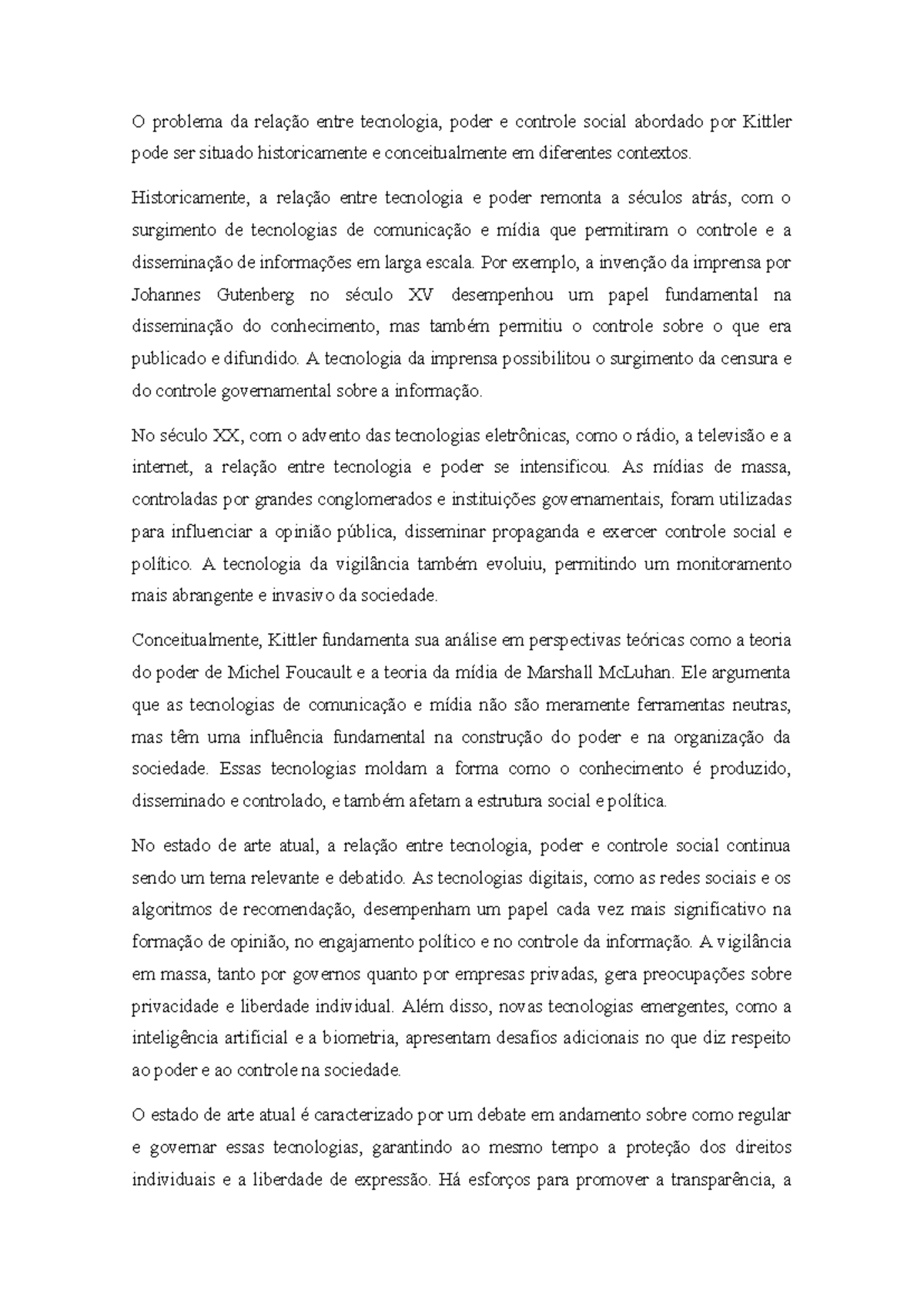A Relação entre Tecnologia, Poder e Controle Social: Análise de Kittler ...