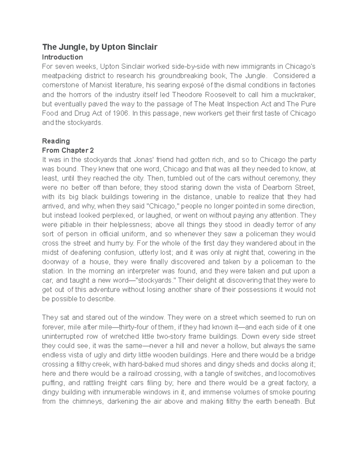 ENG101: The Jungle - Unit 1 Notes on Empathy & Immigration Themes - Studocu