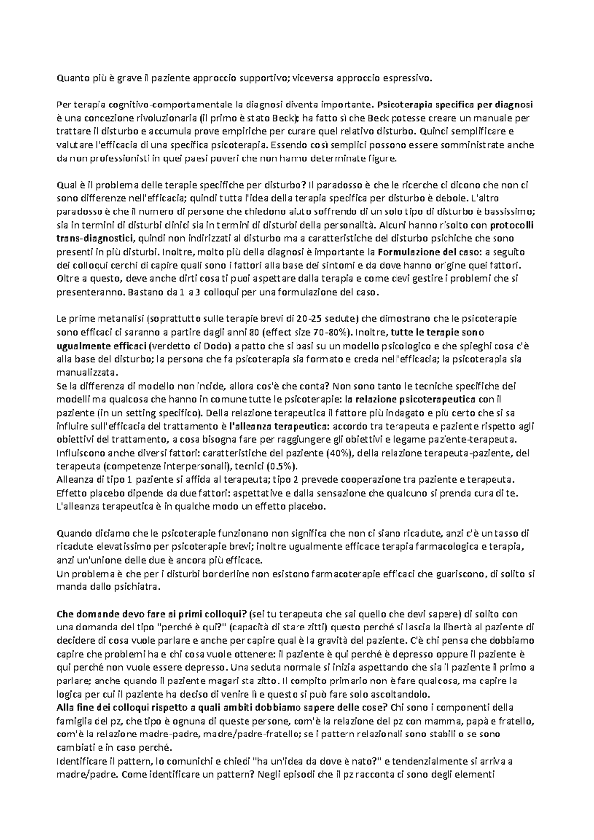 Psicoterapia e Diagnosi: Approcci e Riflessioni (CMT) - Studocu