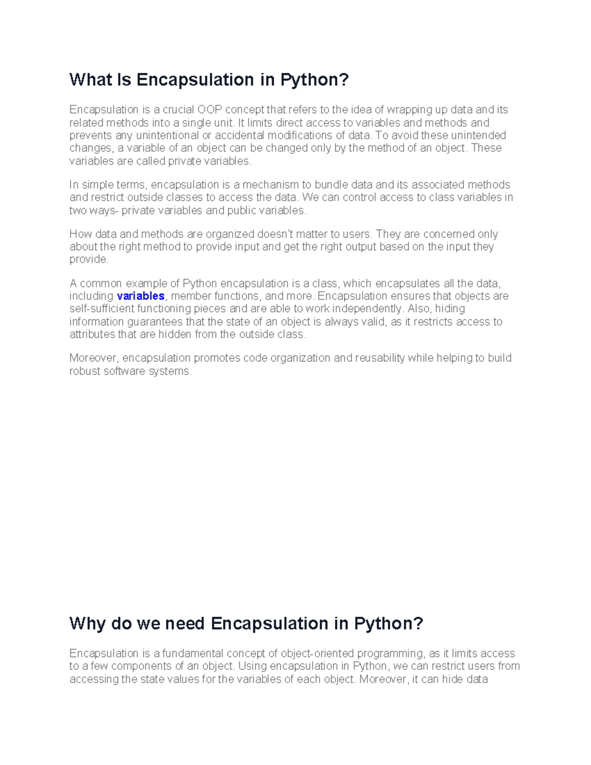Understanding Encapsulation in Python: Key Concepts and Access Modifiers - Studocu