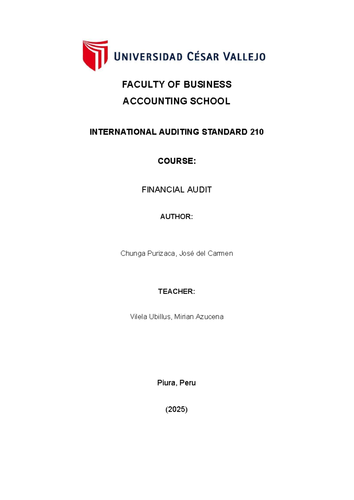 ISA 210: Financial Audit Engagement Terms and Conditions - Studocu