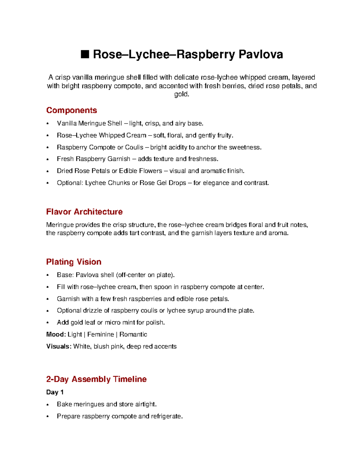 Rose Lychee Raspberry Pavlova Recipe and Assembly Guide - Studocu