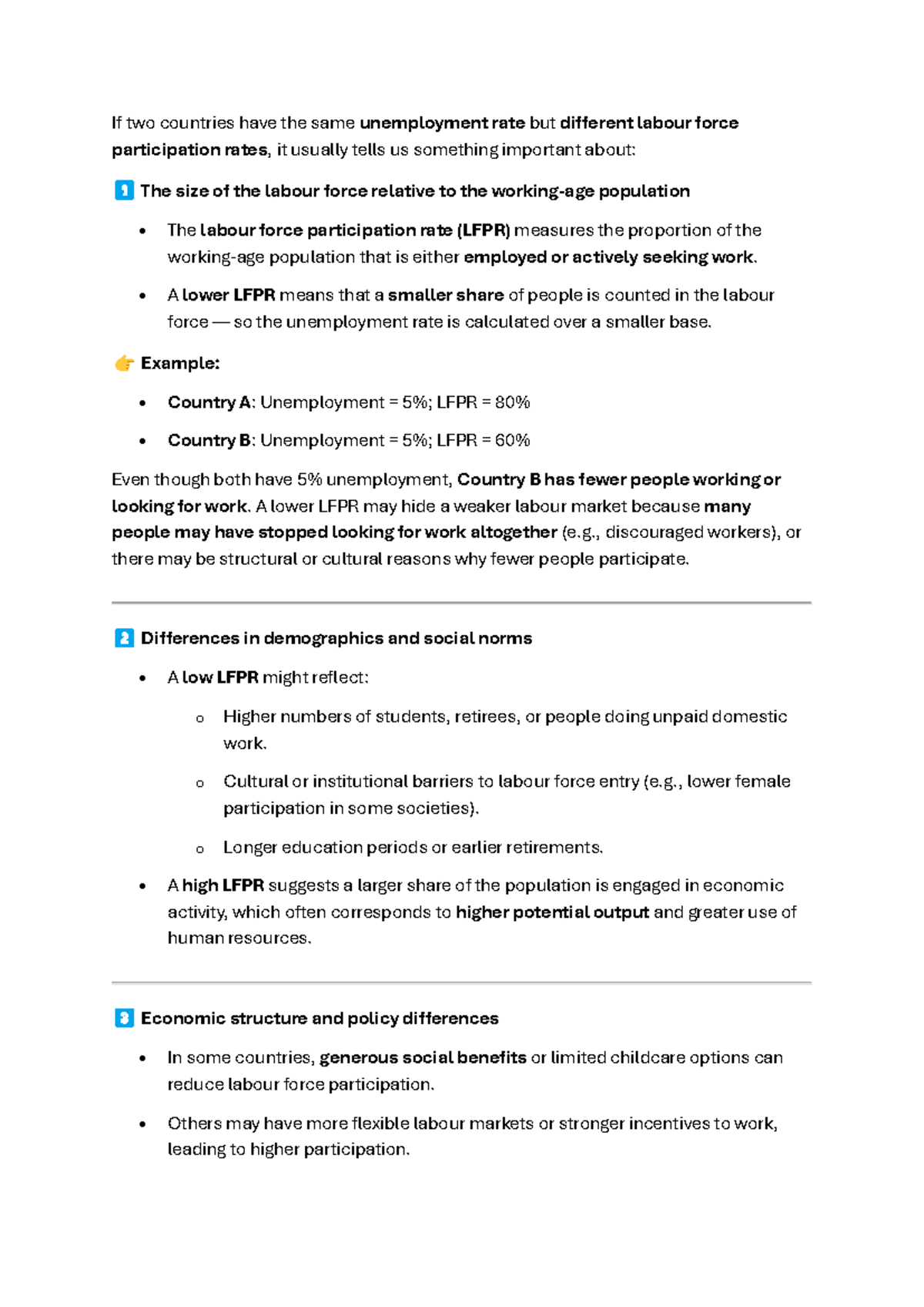 Employment Worksheet: Understanding LFPR & Unemployment Rates - Studocu