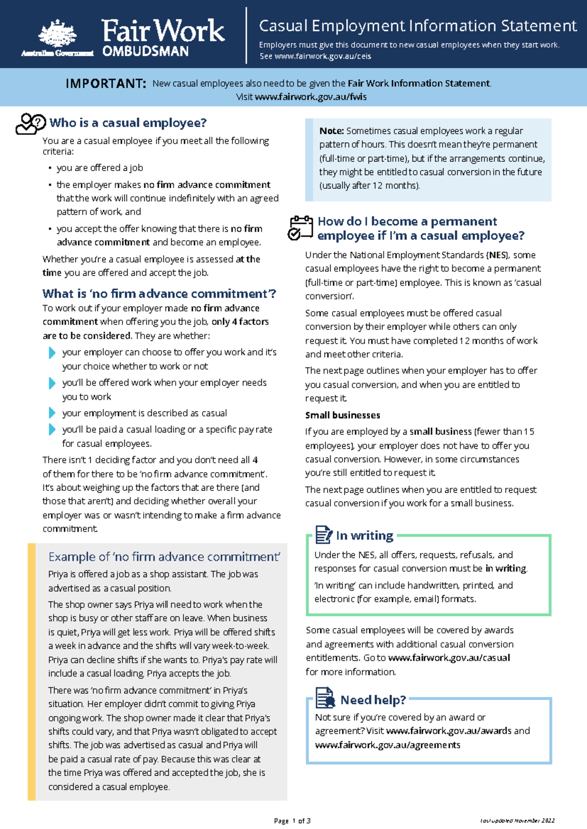 Casual Employment Info Statement - Essential Guide for New Employees ...