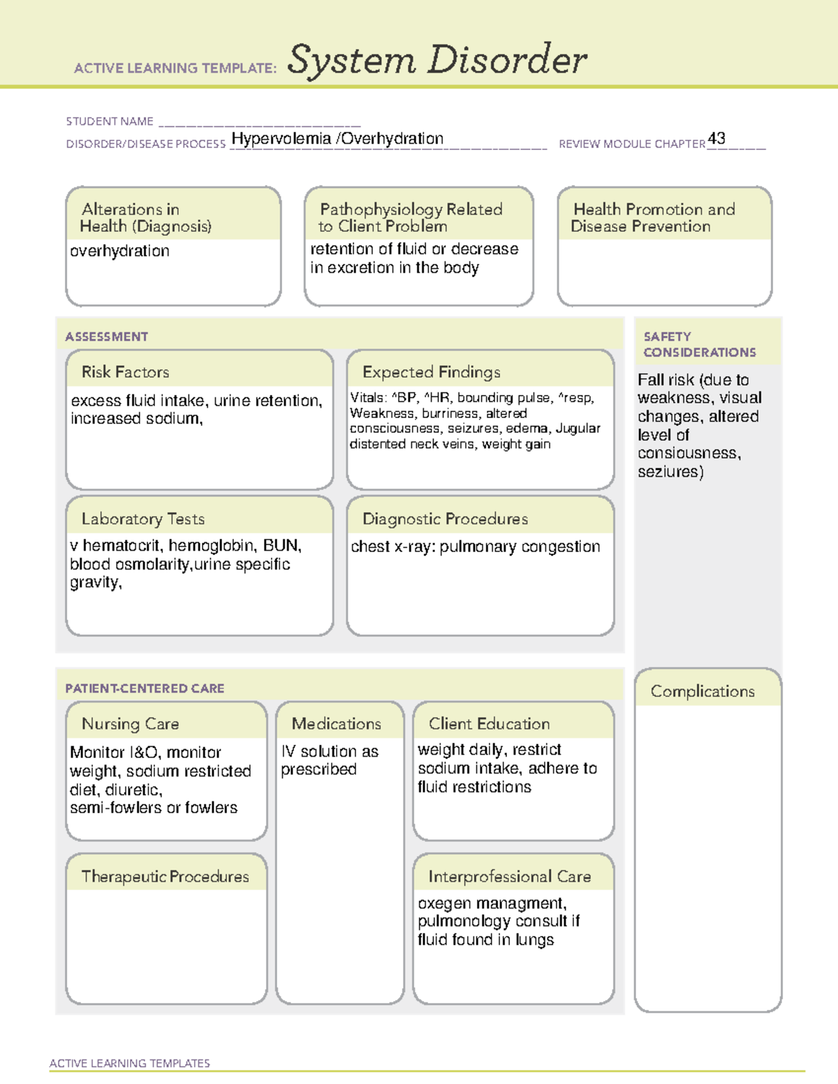 ATI Active Learning Template: Understanding Hypervolemia Dynamics - Studocu