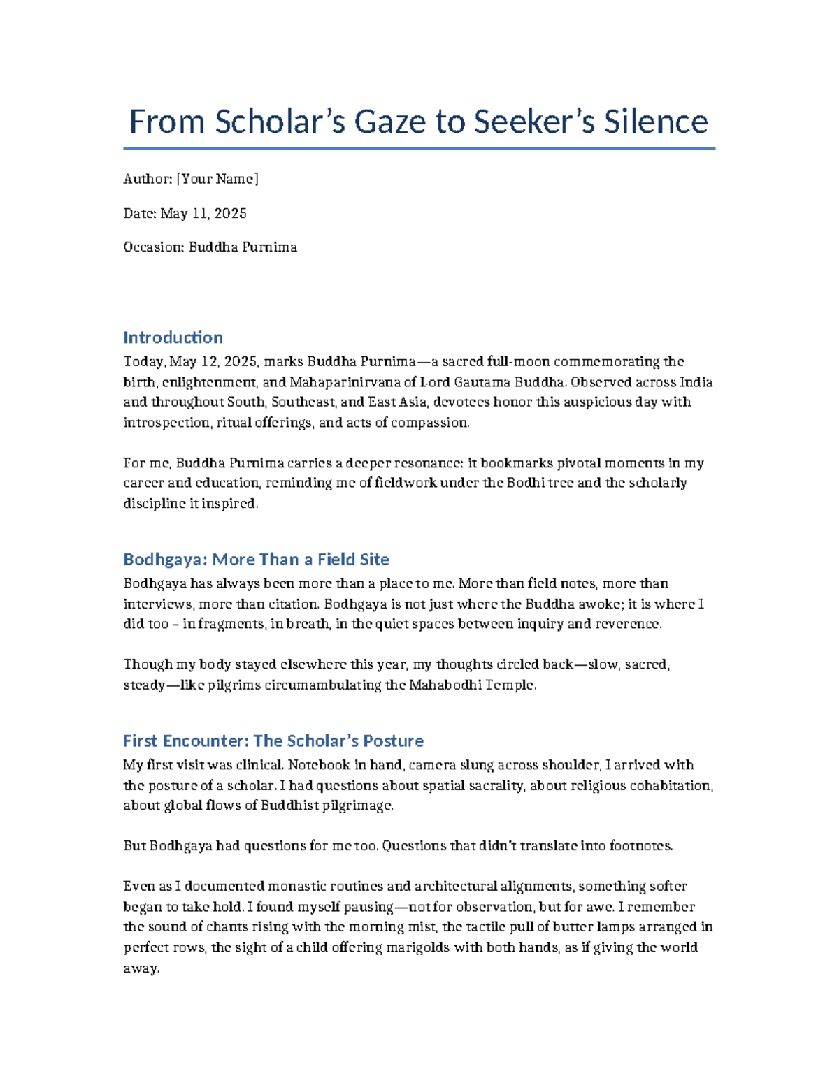 From Scholars' Gaze to Seekers' Silence: Reflections on Buddha Purnima ...