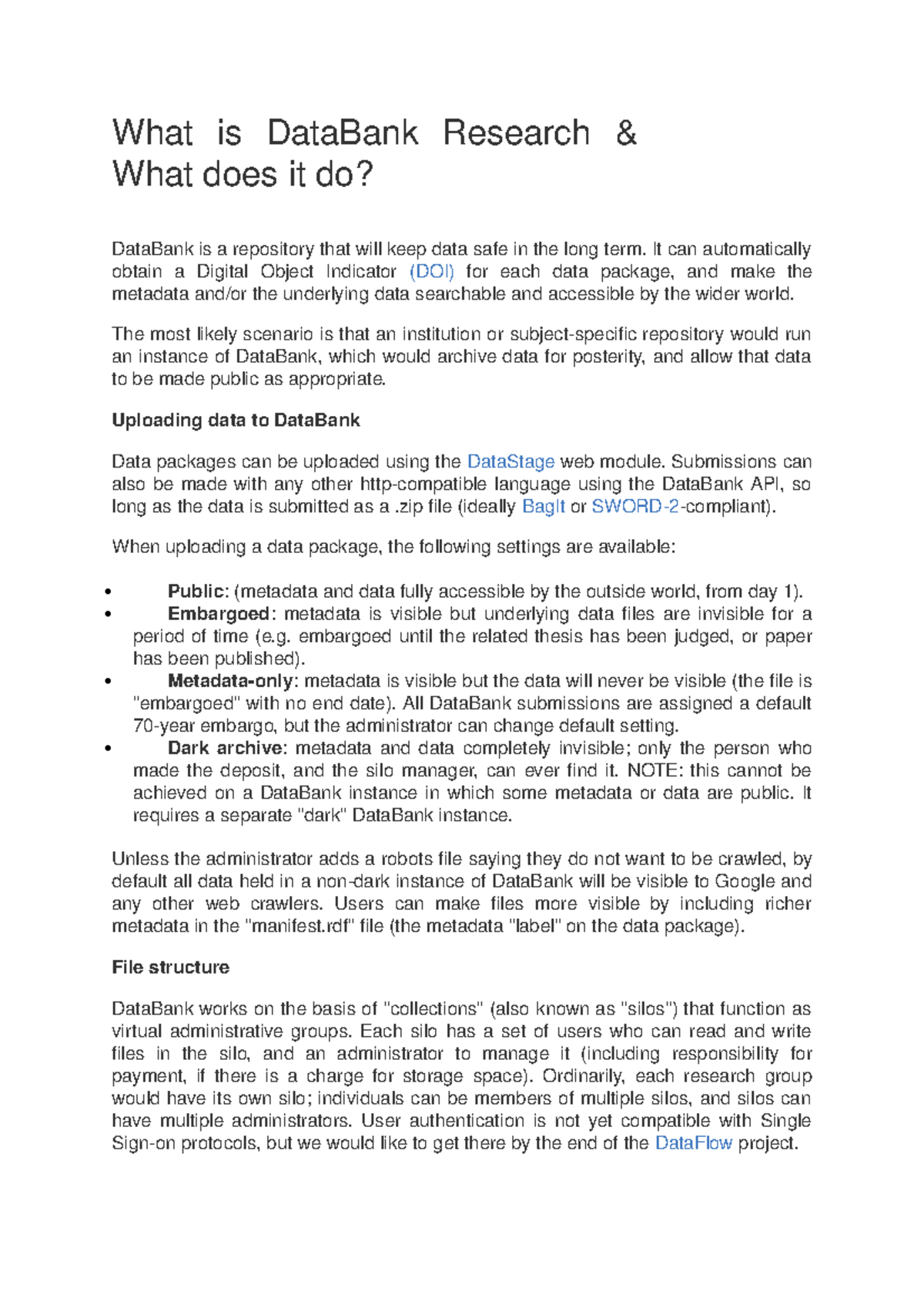 DataBank Research Overview: Functionality & User Guide - Studocu