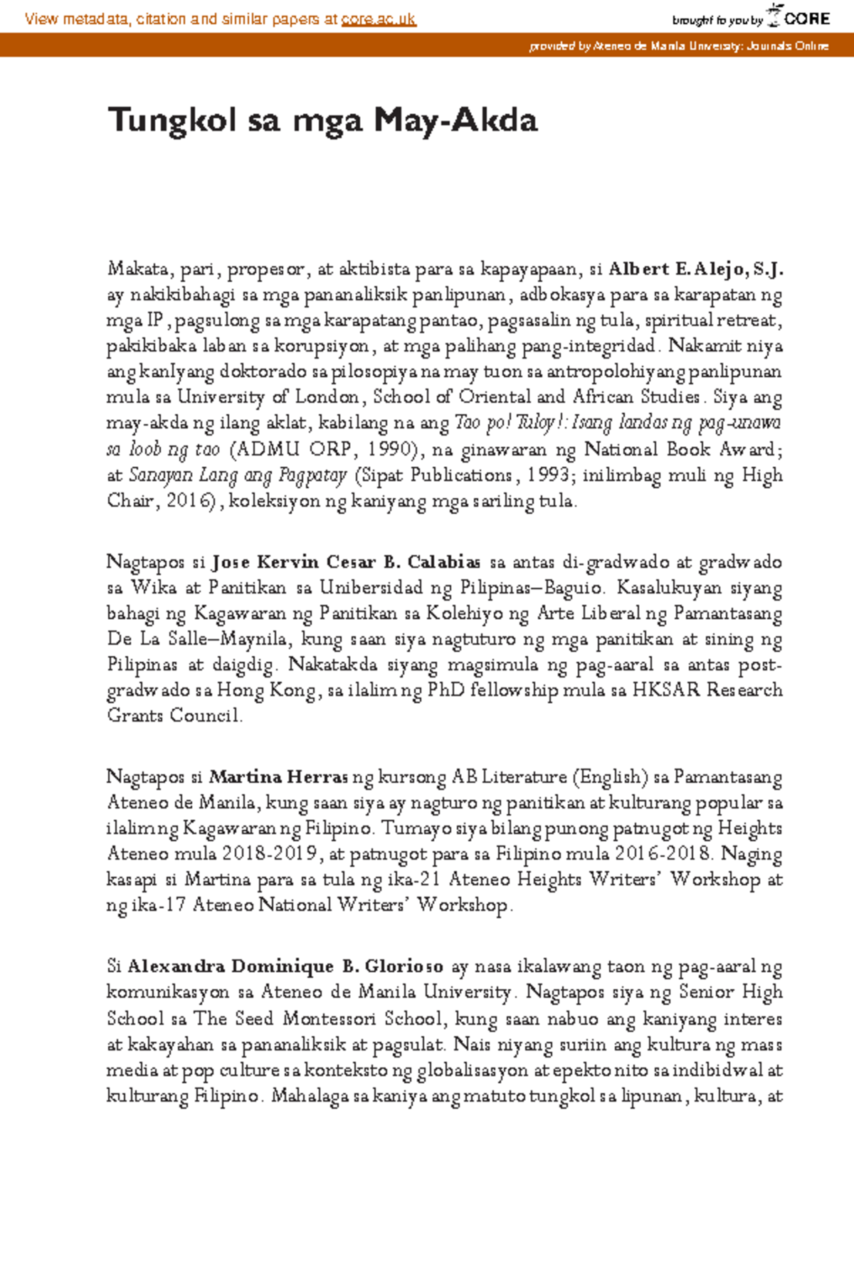 Panitikan - Mga May-Akda sa Panitikan at Sining ng Pilipinas - Studocu