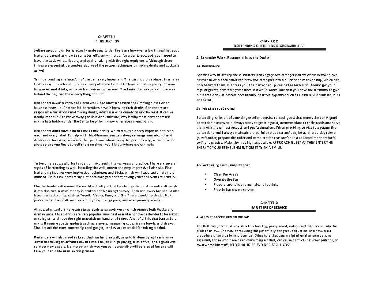 Bartending Notes: Essential Skills, Techniques, and Responsibilities ...